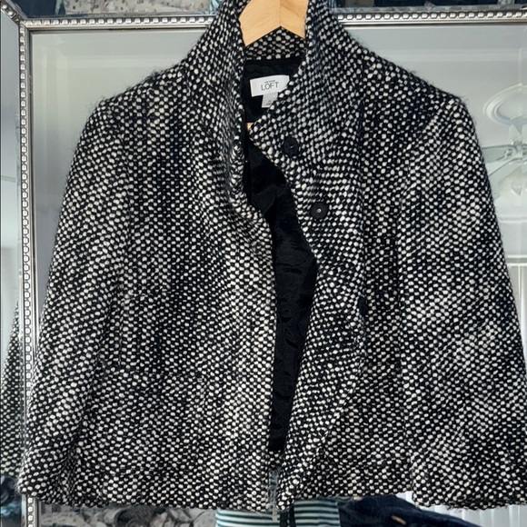 LOFT | Jackets & Coats | Euc Loft Black White Tweed Jacket | Poshmark